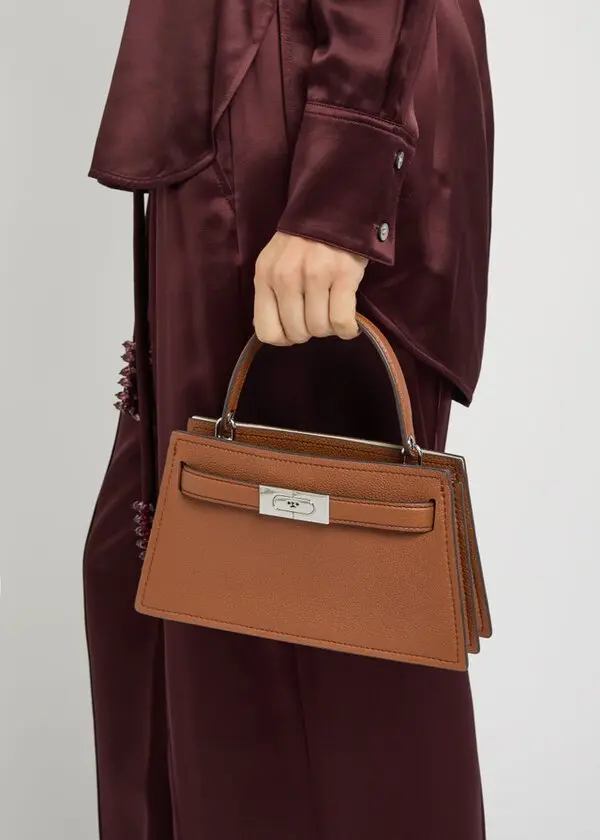 Tory Burch Lee Radziwill Mini Pebbled Leather Top Handle Bag