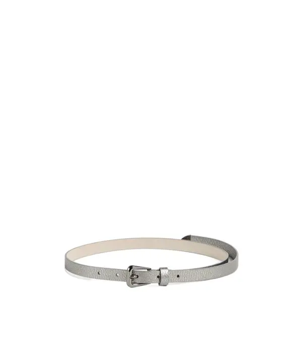 Brunello Cucinelli Lamé Grained Calfskin Belt - Silver