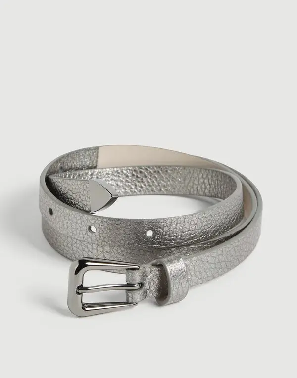 Brunello Cucinelli Lamé Grained Calfskin Belt