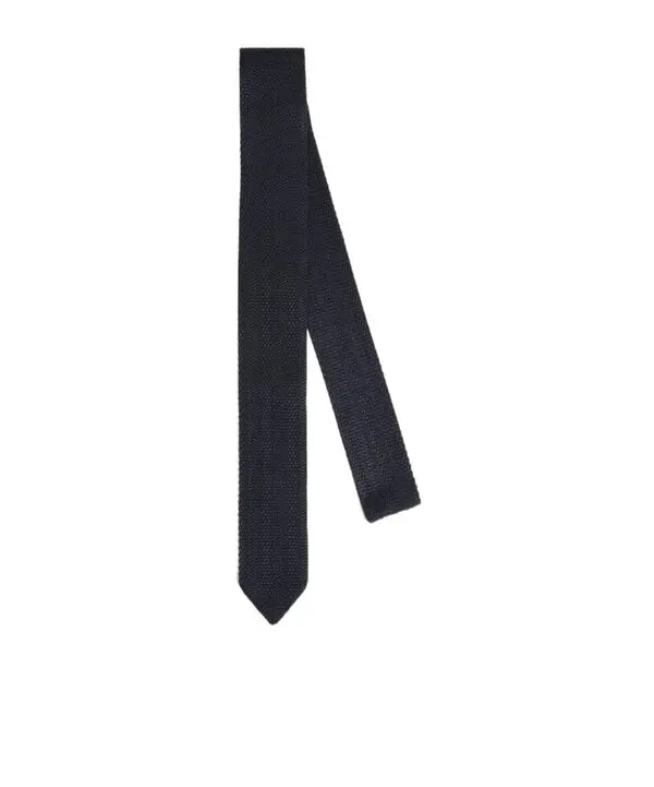 Brunello Cucinelli Textured-finish Silk Tie - Navy Blue