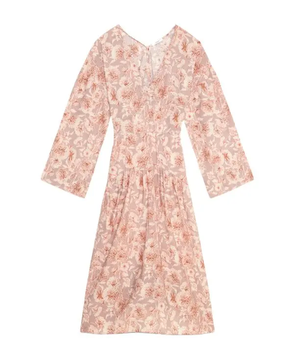 Vince Dahlia Floral-printed Long Sleeve Midi Dress