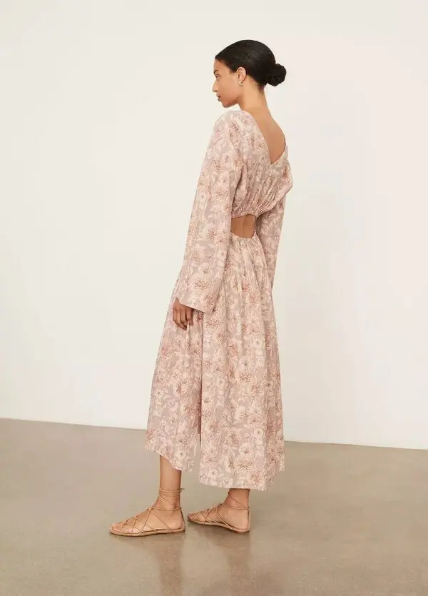 Vince Dahlia Floral-printed Long Sleeve Midi Dress