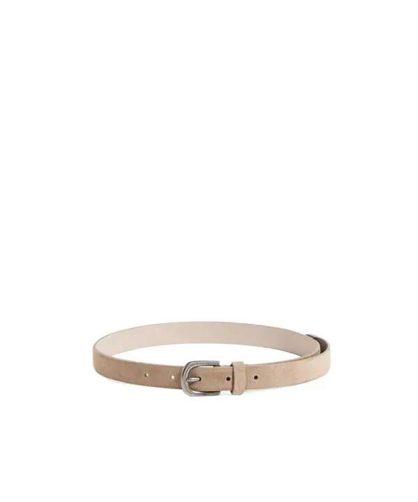 Brunello Cucinelli Monili Embellished Suede Belt - Light Brown