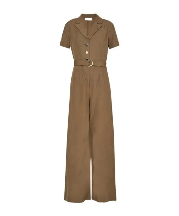 Liu Jo Wide Leg Jumpsuit With Belt - Brown
