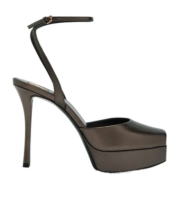 Saint Laurent La Scandale 85 Metallic Leather Sandals