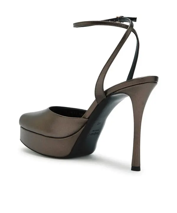 Saint Laurent La Scandale 85 Metallic Leather Sandals