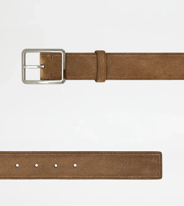 TOD'S Suede Belt With Metal Buckle