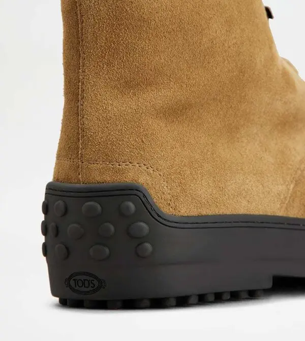 TOD'S Suede Lace-up Ankle Boots With Shearling Lining - Brown