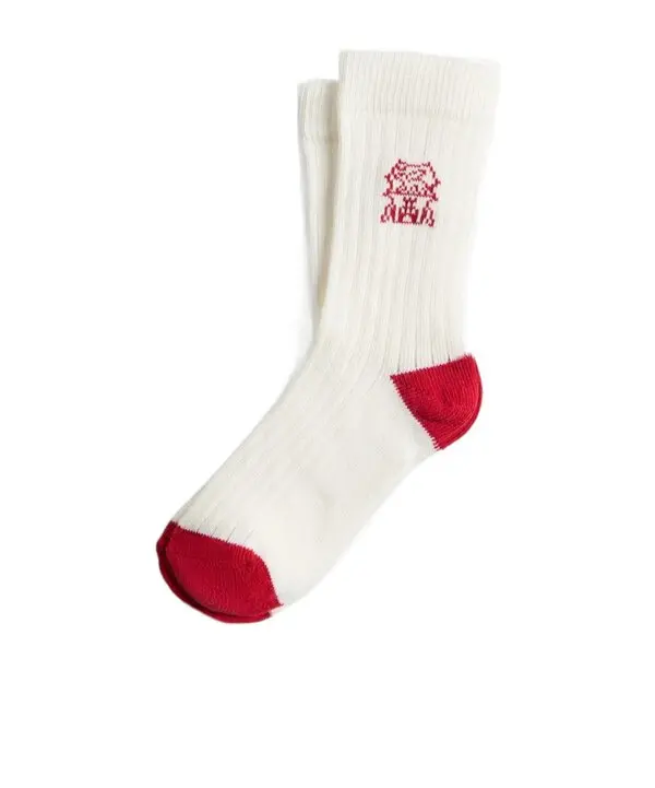 Brunello Cucinelli Cotton Rib Knit Socks With Intarsia