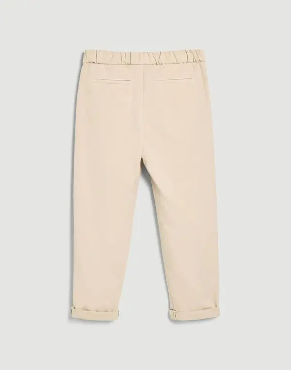 Brunello Cucinelli Garment-dyed Trousers In Twisted Cotton Gabardine With Drawstring And Double Pleats - Sand