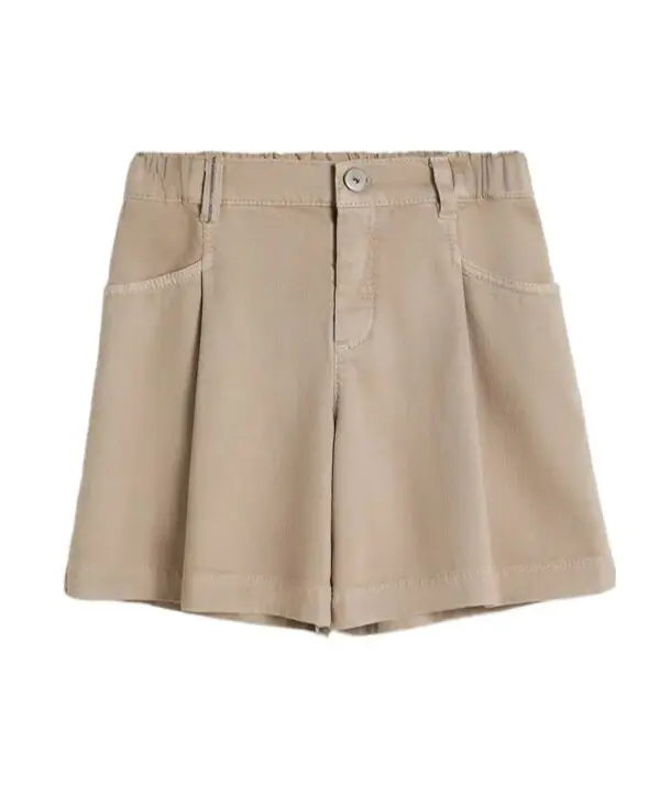 Brunello Cucinelli Pleated Denim Shorts With Nickel-free Beading