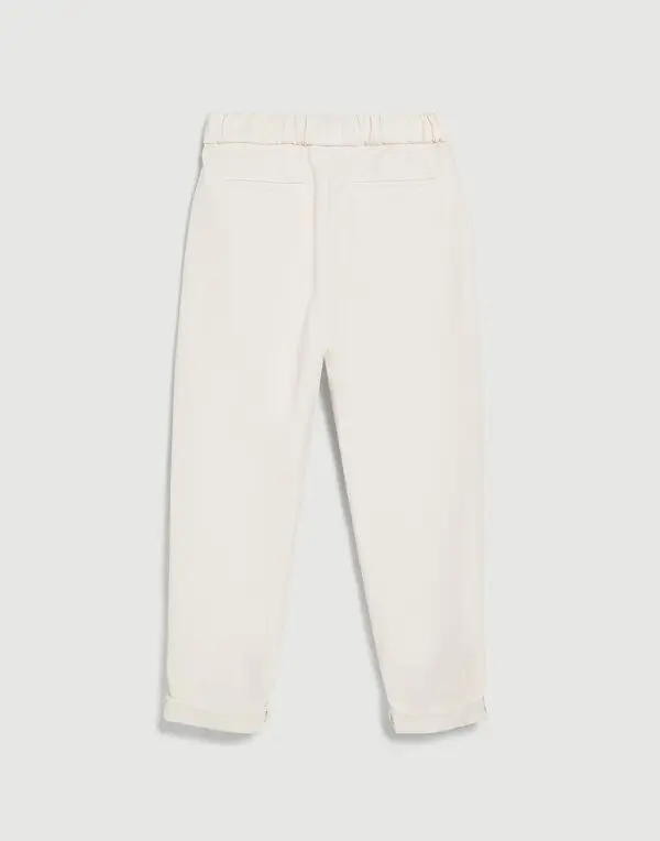 Brunello Cucinelli Garment-dyed Trousers In Twisted Cotton Gabardine With Drawstring And Double Pleats - Snow
