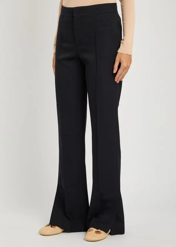 Chloé Pintuck Flared-leg Wool Trousers