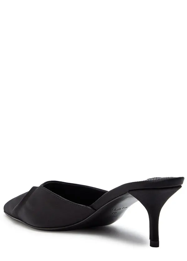 Alaïa Satin Pointed Toe Sculpted Heart Mules - Black