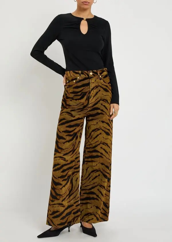 FRAME Keyhole Stretch-rayon Top