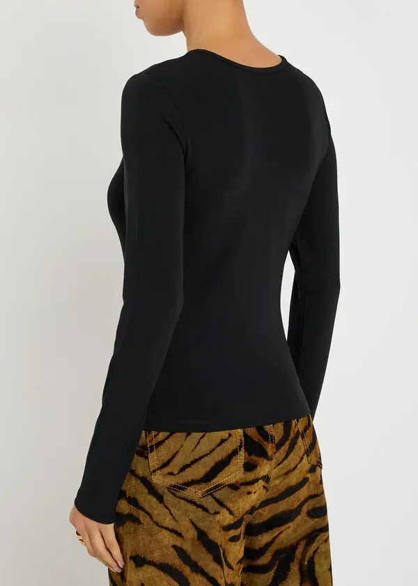 FRAME Keyhole Stretch-rayon Top