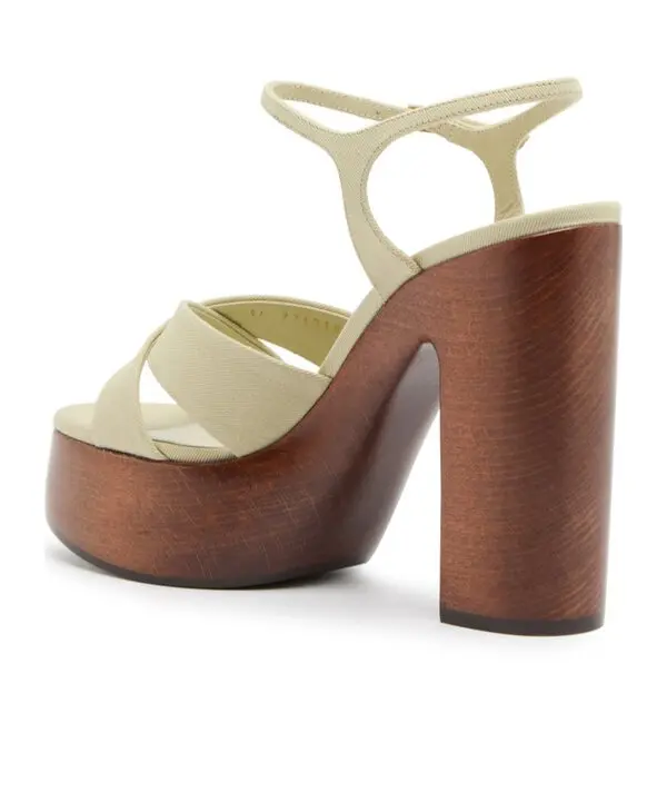 Saint Laurent Bianca 125 Canvas Platform Sandals