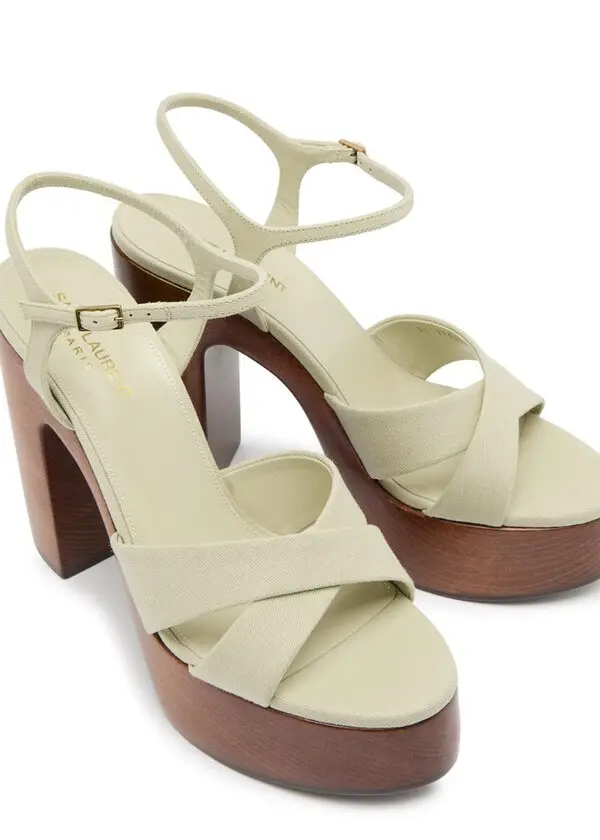 Saint Laurent Bianca 125 Canvas Platform Sandals