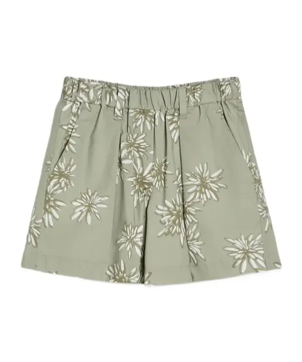 Brunello Cucinelli Cotton Daisy-print Poplin Shorts With Monili Trim