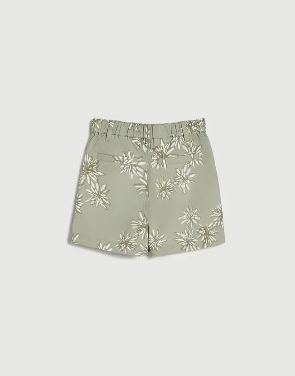 Brunello Cucinelli Cotton Daisy-print Poplin Shorts With Monili Trim