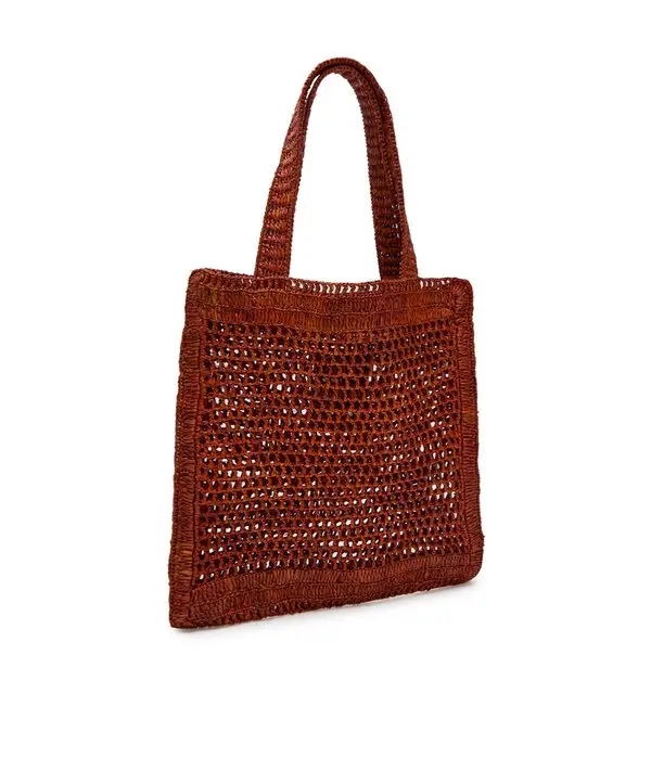 Chloé Summer Banana Logo Raffia Tote