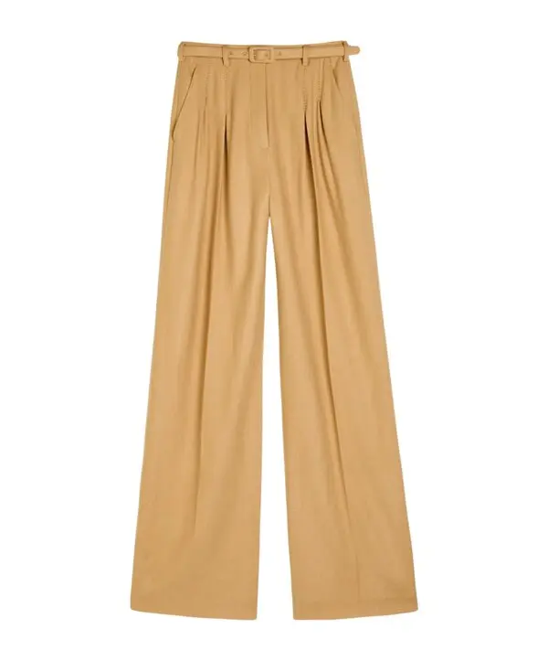 Gabriela Hearst Vargas Herringbone Cashmere And Silk-blend Trousers - Nude