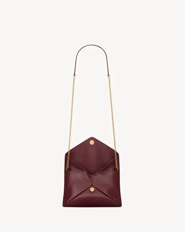 Saint Laurent Cassandre Small Chain Pouch In Shiny Leather - Red