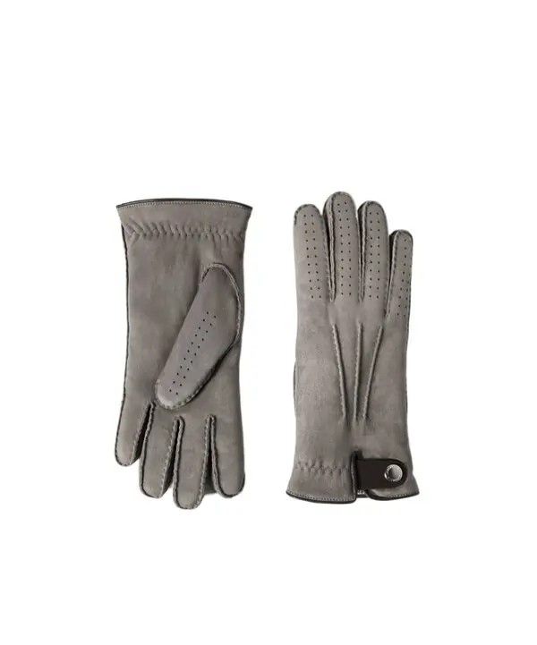 Brunello Cucinelli Suede Shearling Gloves - Medium Gray