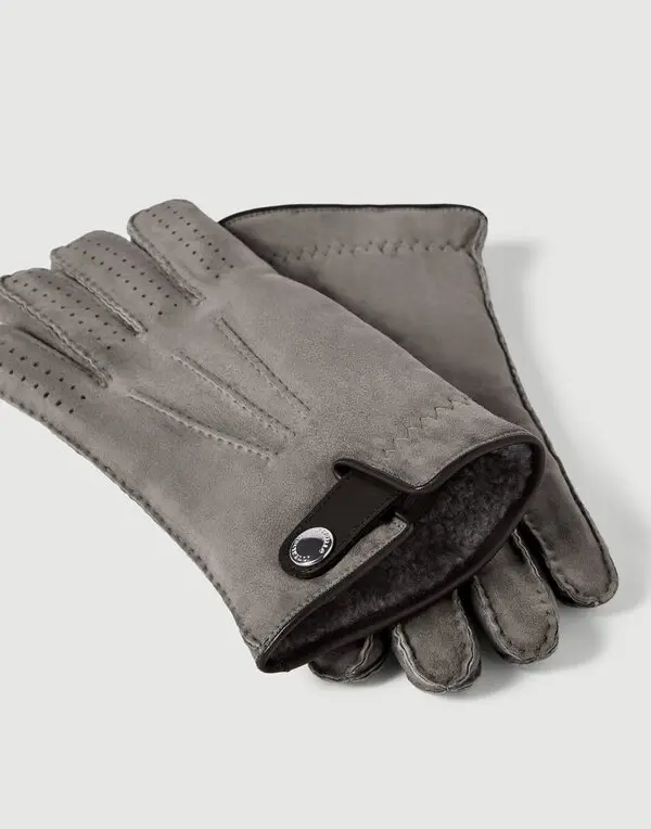 Brunello Cucinelli Suede Shearling Gloves