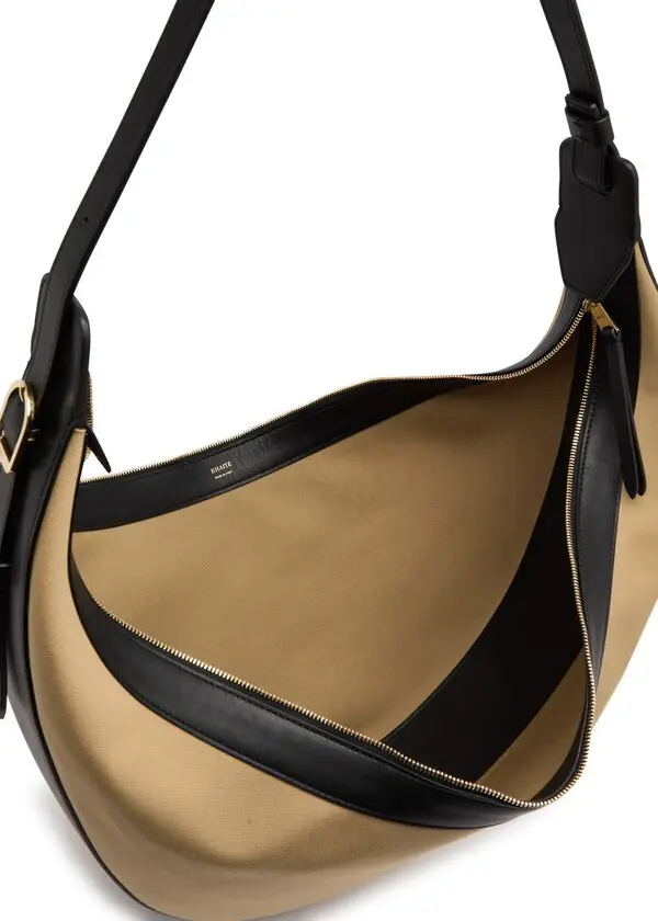 Khaite Augustina Panelled Canvas Hobo Bag - Brown