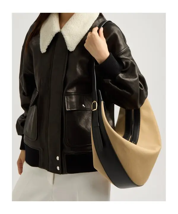 Khaite Augustina Panelled Canvas Hobo Bag - Brown