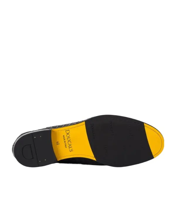 DOUCAL'S Round Toe Woven Slip-on Loafers