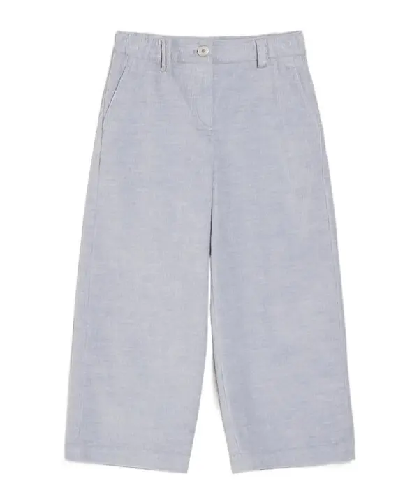 Brunello Cucinelli Comfort Cotton And Cashmere Corduroy Cropped Square Trousers With Monili - Lavender