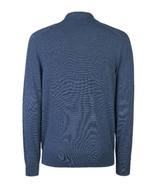 Sease Extra-fine Virgin Wool Knitted Polo Sweater - Denim Blue