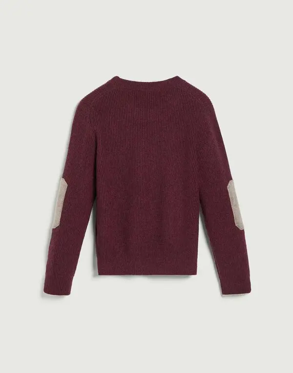 Brunello Cucinelli Cashmere English-rib Sweater With Corduroy Inserts - Deep Fuchsia
