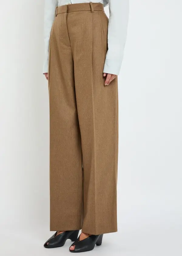 Khaite August Pleated Wool-blend Trousers