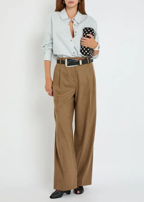 Khaite August Pleated Wool-blend Trousers