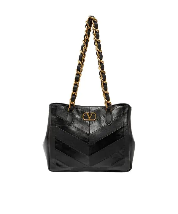 Valentino Garavani Small Patchwork Leather Shoulder Bag - Black