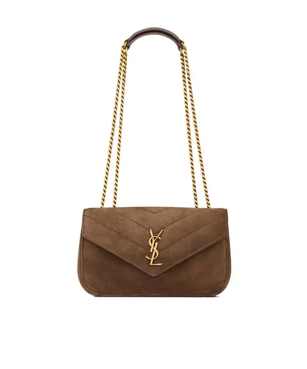 Saint Laurent Loulou Small Suede Matelass Bag - Brown