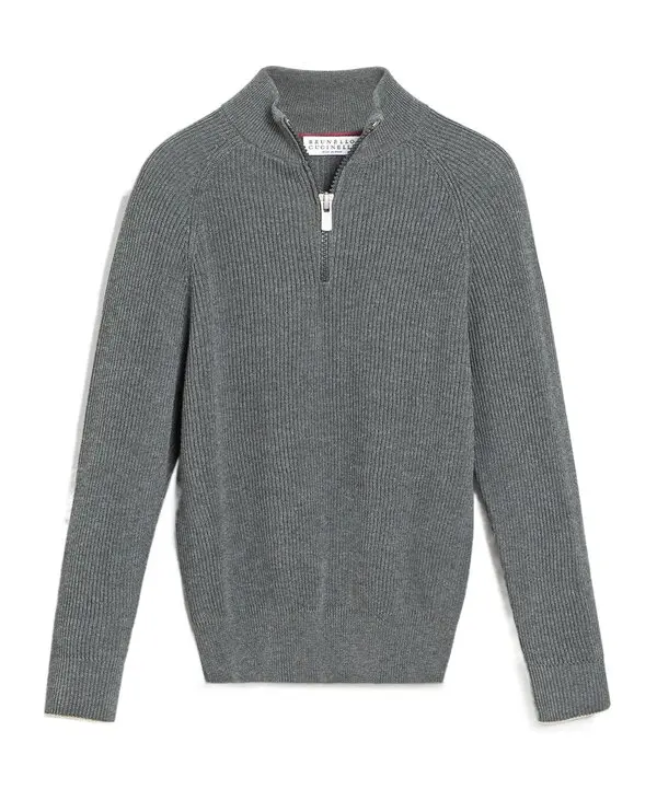 Brunello Cucinelli Cotton English-rib Half-zip Sweater