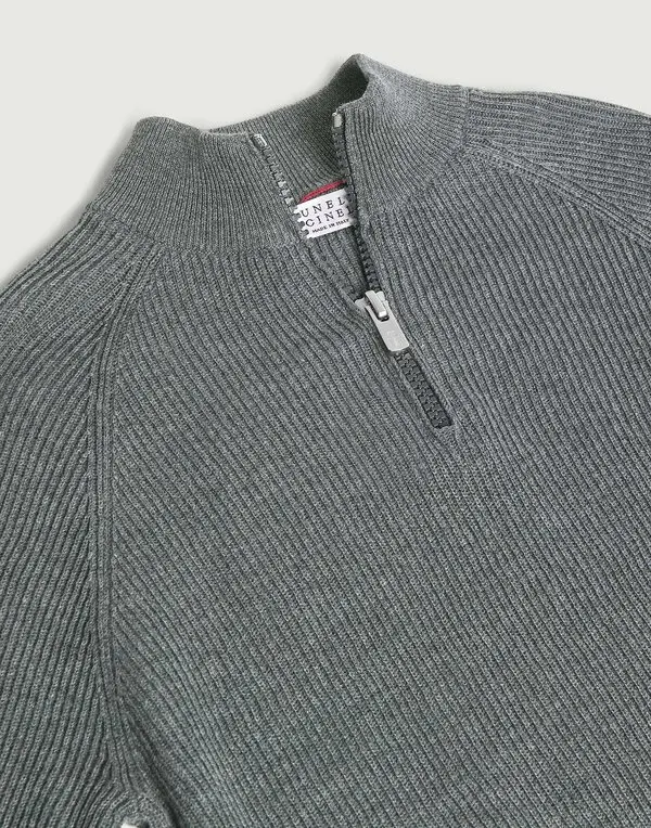Brunello Cucinelli Cotton English-rib Half-zip Sweater