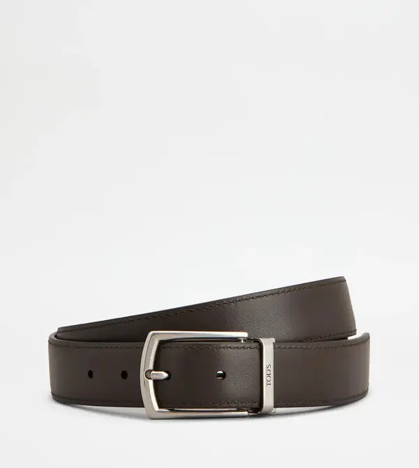 TOD'S Leather Belt With Metal Pin Buckle
