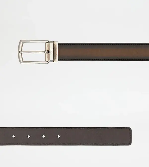 TOD'S Leather Belt With Metal Pin Buckle