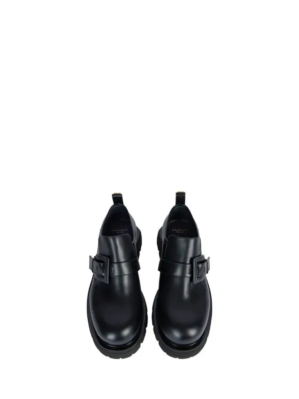 Balmain Anthem Loafers In Glazed Leather