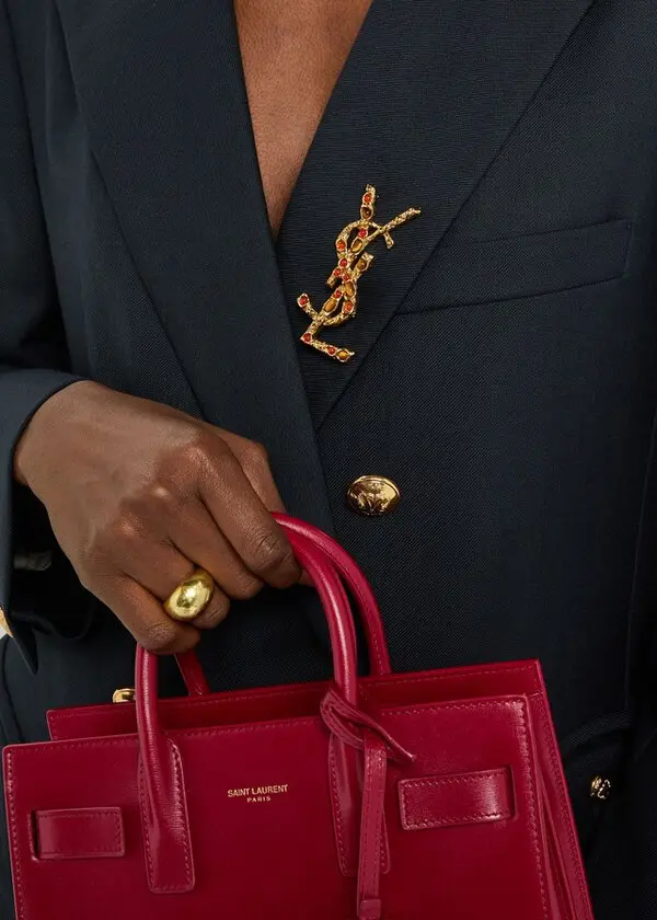 Saint Laurent Cassandre Stone-embellished Brooch