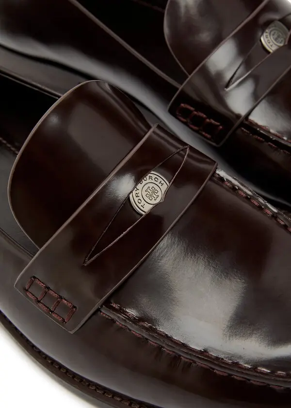 Tory Burch Classic Penny Glossed Leather Loafers