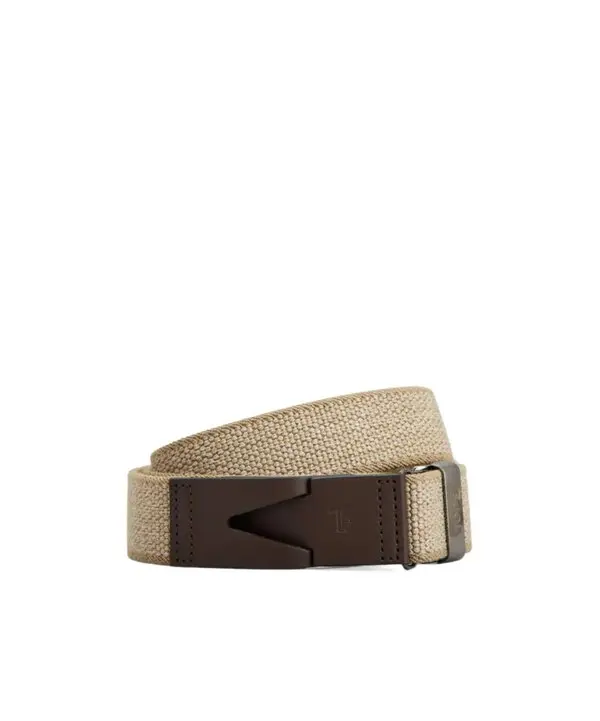 TOD'S Adjustable Canvas Belt With Signature Buckle - Black