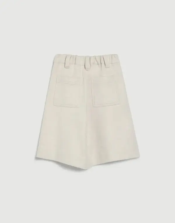 Brunello Cucinelli Virgin Wool Double Cloth Long Bermuda Shorts With Monili Embellishment