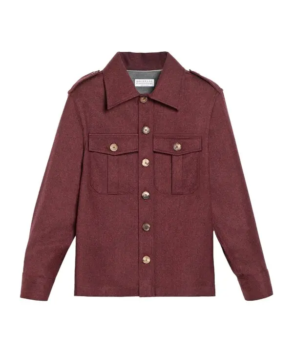 Brunello Cucinelli Virgin Wool Flannel Overshirt With Chest Pockets