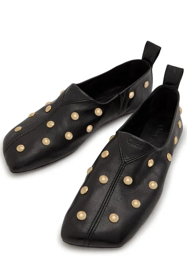 Chloé Rita Stud-embellished Leather Ballet Flats